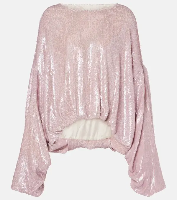 Dries Van Noten Sequined Gathered Blouse