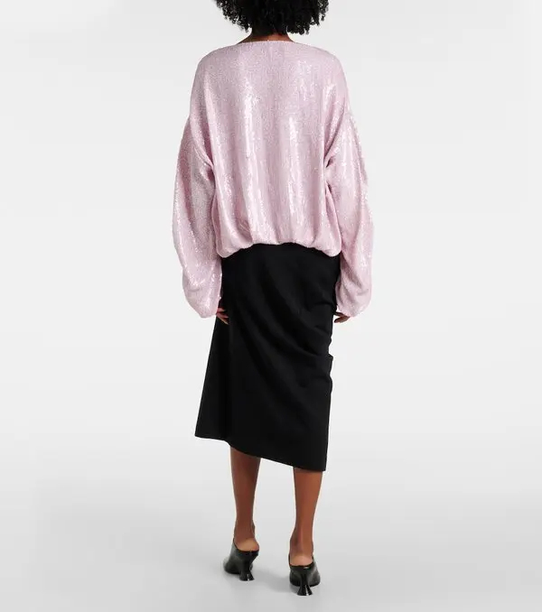 Dries Van Noten Sequined Gathered Blouse