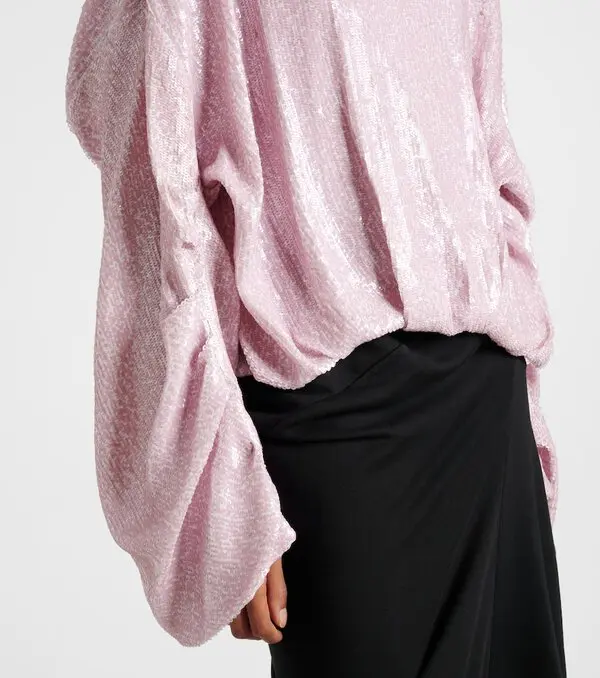 Dries Van Noten Sequined Gathered Blouse