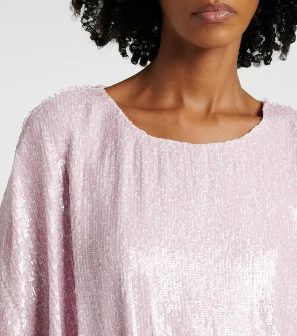 Dries Van Noten Sequined Gathered Blouse