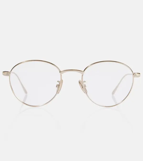 Loewe Slim Round Eyeglasses In Shiny Light - Gold