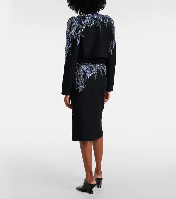 Dries Van Noten Sequined Wool-blend Midi Skirt
