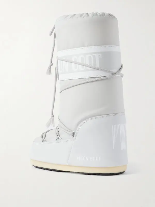 Moon Boot Icon Shell And Leather-like Snow Boots - Gray