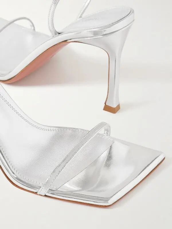 Amina Muaddi Maya Mirrored-leather Sandals - Silver