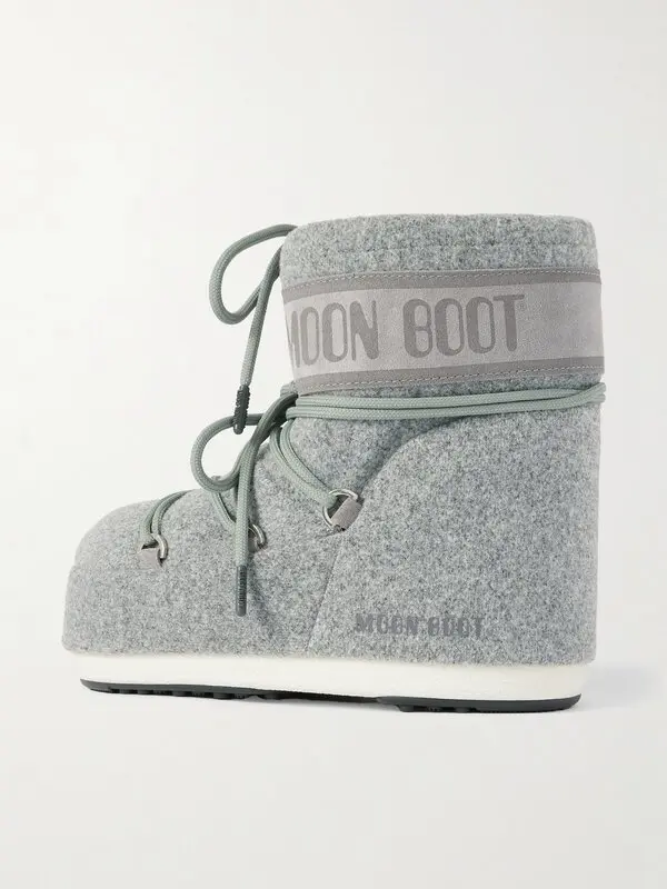 Moon Boot Icon Low Felt And Suede Snow Boots - Gray