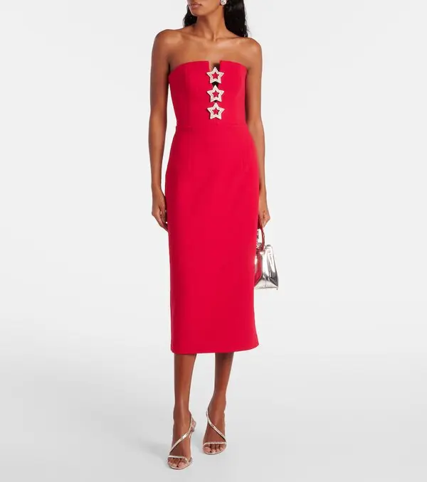 Rebecca Vallance Akari Embellished Strapless Midi Dress