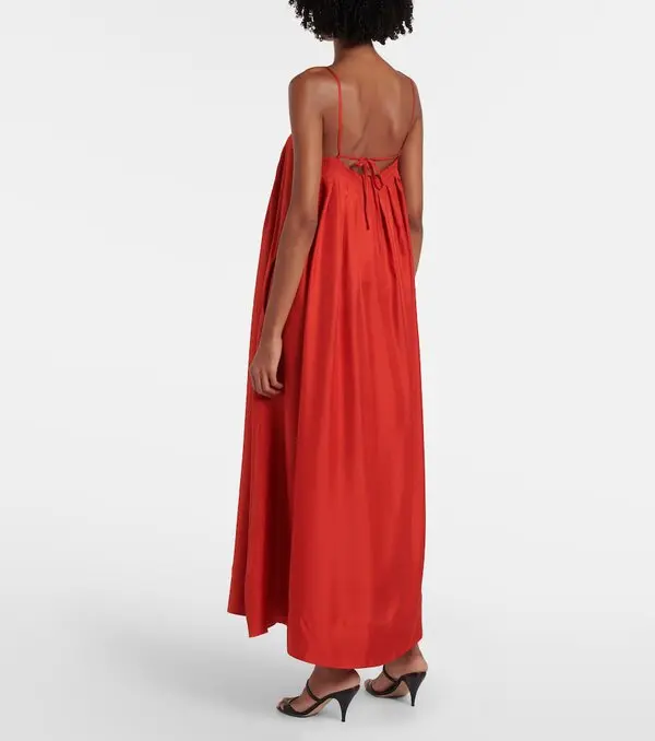 Asceno Heather Silk Twill Maxi Dress