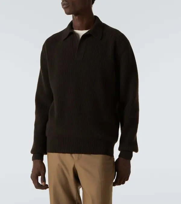 Zegna Cashmere Polo Sweater - Brown