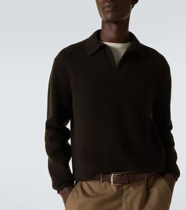 Zegna Cashmere Polo Sweater - Brown