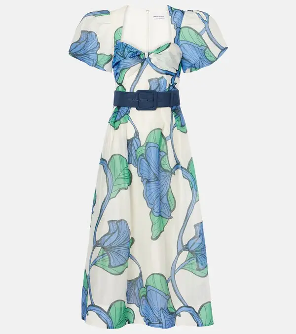 Rebecca Vallance Floral Linen And Silk Midi Dress - Multicoloured