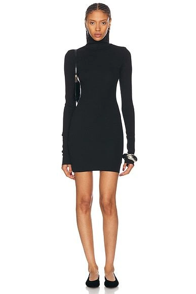 Eterne Long Sleeve Turtleneck Mini Dress - Black