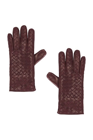 Bottega Veneta Intrecciato Leather Gloves - Garnet