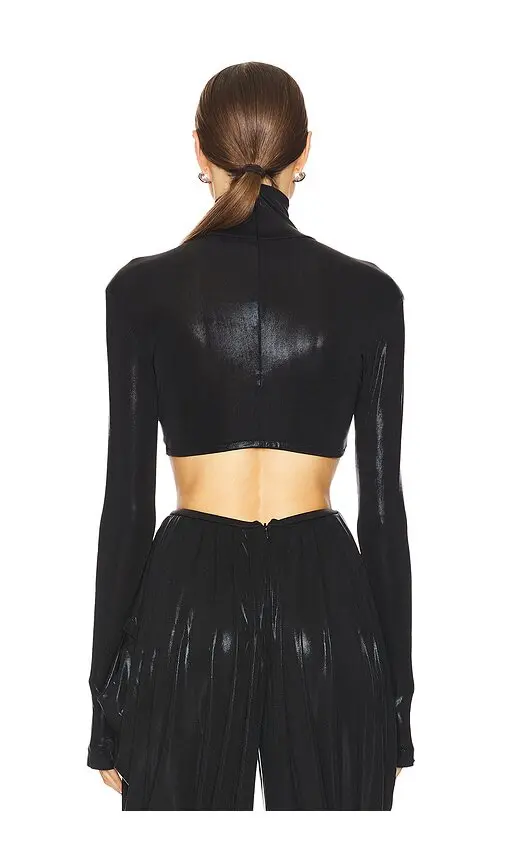 Norma Kamali Cropped Slim Fit Long Sleeve Turtleneck Top