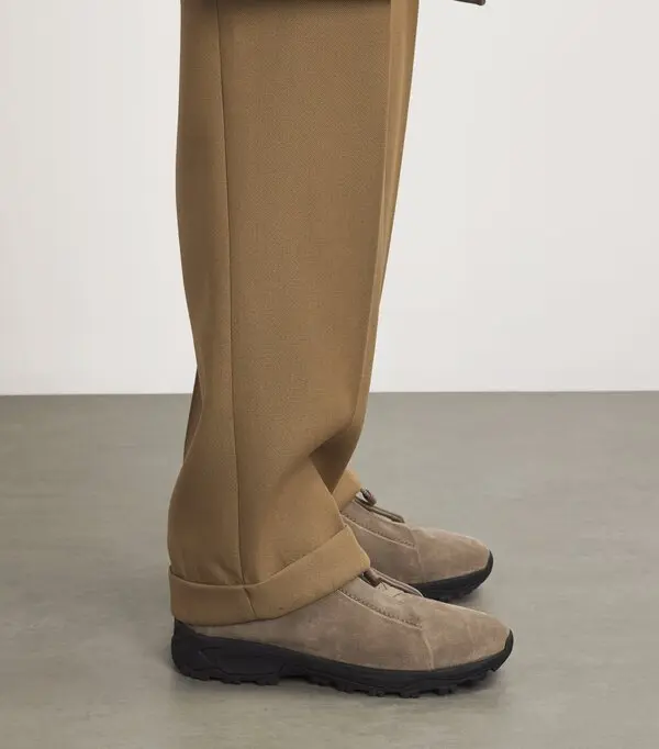 Zegna Suede Triple Stitch High-top Sneakers - Beige