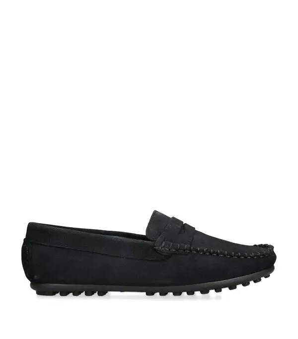 PAPOUELLI Suede Felix Loafers - Navy