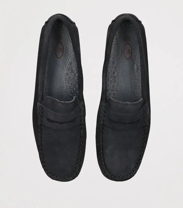PAPOUELLI Suede Felix Loafers - Navy