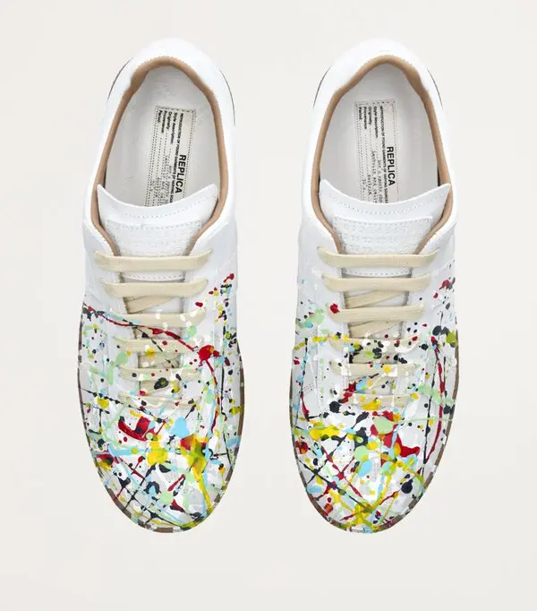 MAISON MARGIELA Leather Paint-detail Replica Sneakers - White