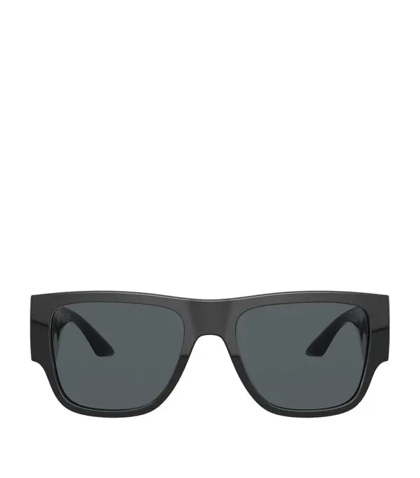 Versace Wayfarer Sunglasses With Gold Tone Logo Detail - Black