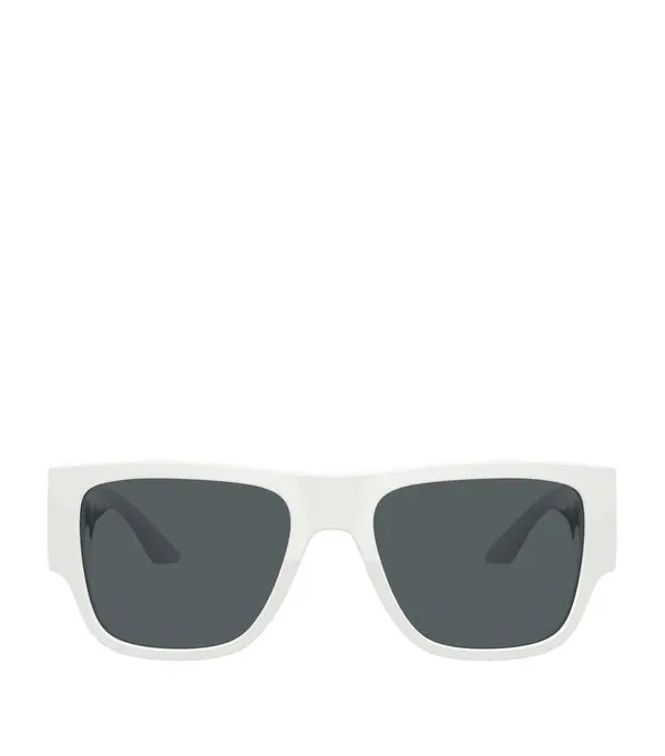 Versace Wayfarer Sunglasses With Gold Tone Logo Detail - White