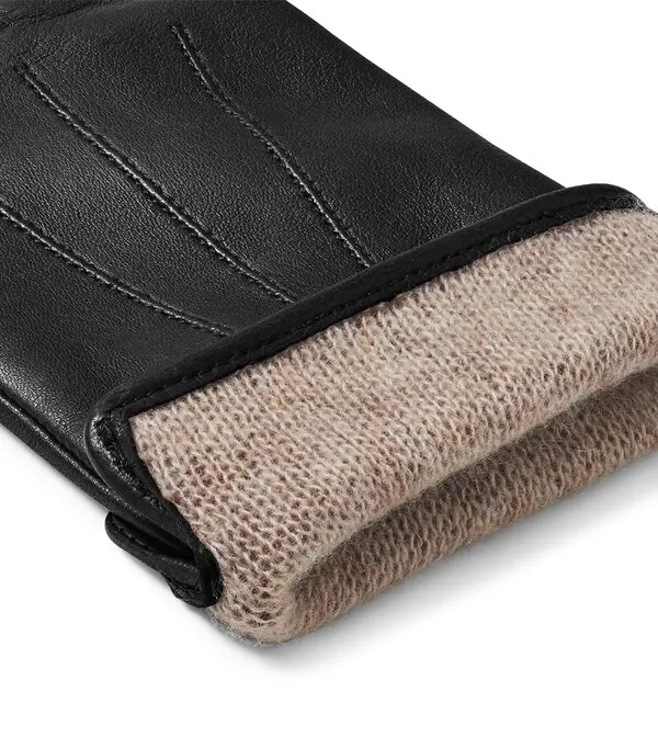 ASPINAL OF LONDON Wool-cashmere Lined Leather Gloves - Black