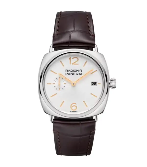 Panerai Stainless Steel Cushion Strap Watch - White