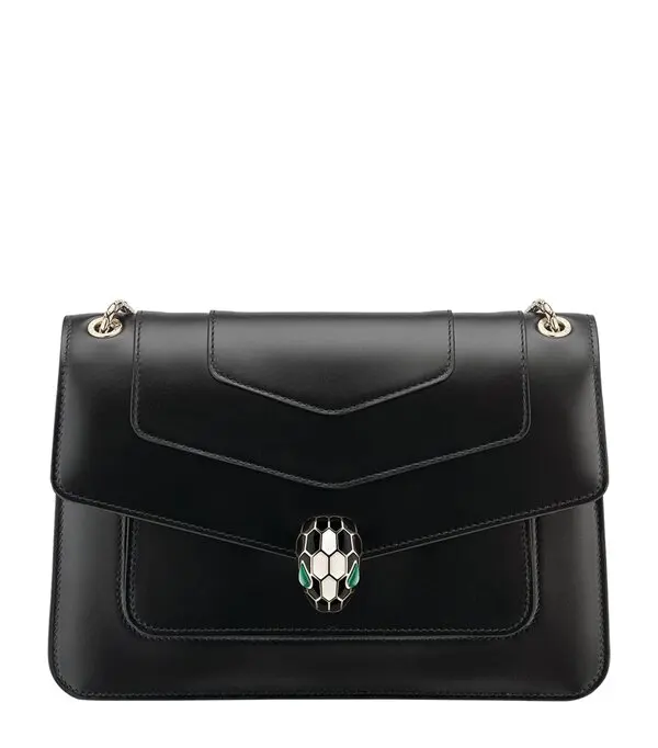 BVLGARI Medium Leather Serpenti Forever Shoulder Bag - Black
