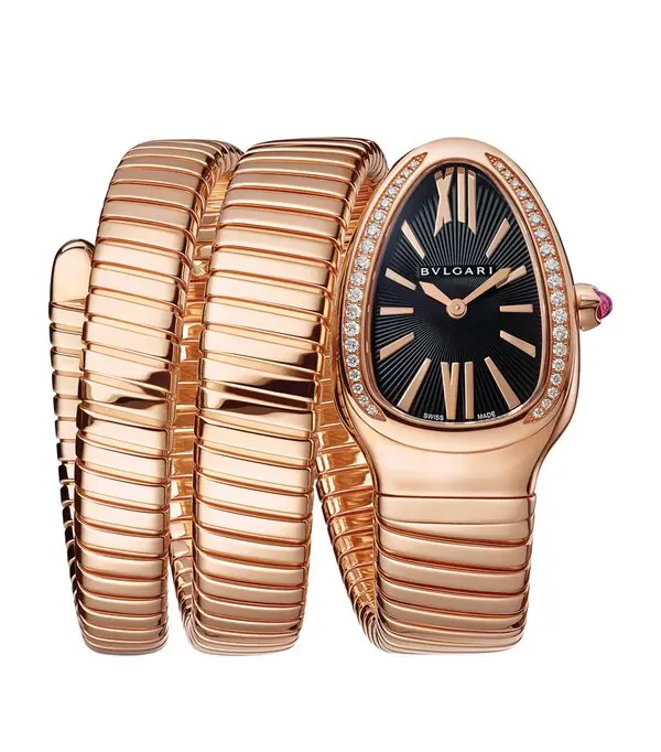 BVLGARI Rose And Diamond Serpenti Tubogas Watch - Black