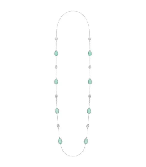 Boucheron Serpent Bohème Couleur Necklace In White Gold, Diamond, And Aquaprase - Blue