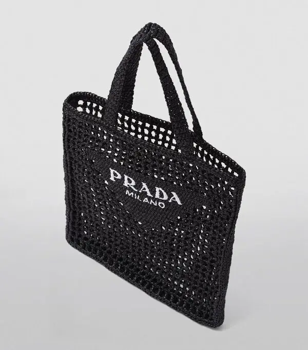 Prada Crochet Tote Bag - Black