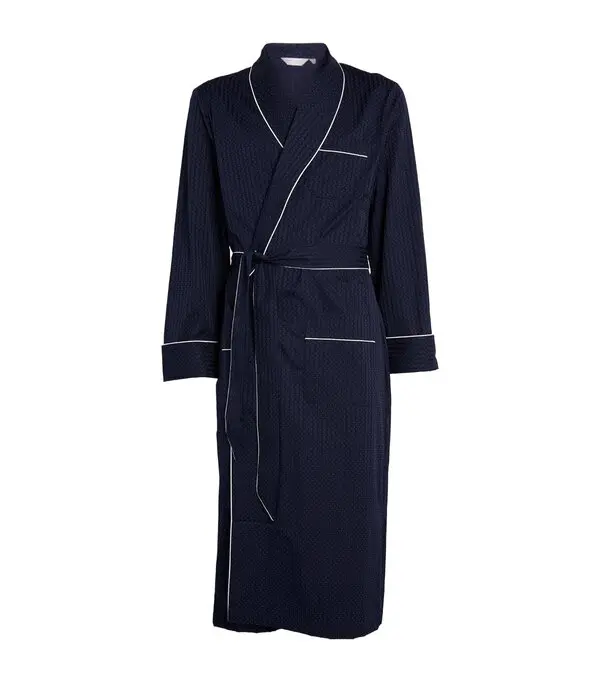 Derek Rose Royal Piped Robe - Navy