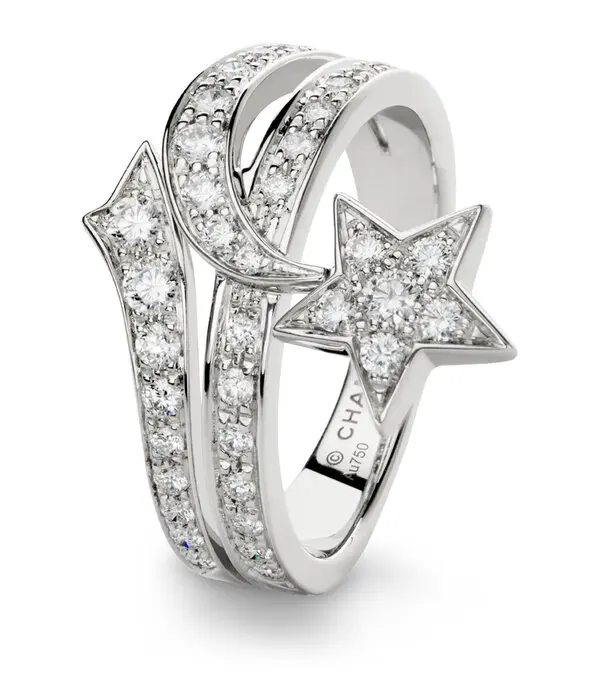 Chanel 18k White Gold Diamond Star Ring - Neutral