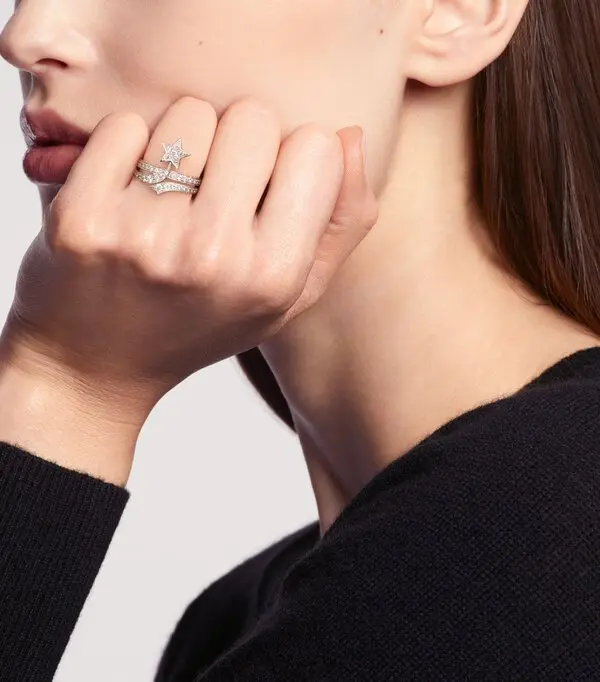 Chanel 18k White Gold Diamond Star Ring