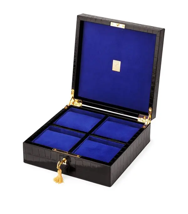 ASPINAL OF LONDON Croc-embossed Leather Watch Roll