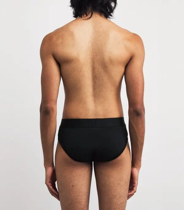 Emporio Armani Stretch-cotton Logo Briefs - Black