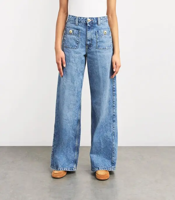 Sandro High-waist Wide-leg Jeans - Blue