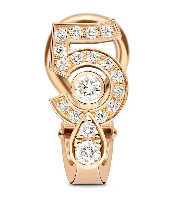 Chanel Gold And Diamond N˚5 Single Clip-on Earring - Beige