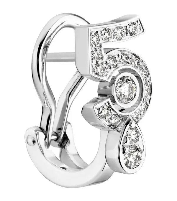 Chanel 18k White Gold And Diamond N˚5 Single Clip-on Earring