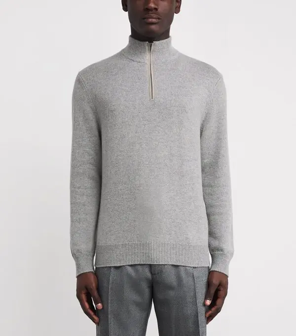Agnona Cashmere Quarter-zip Sweater - Grey