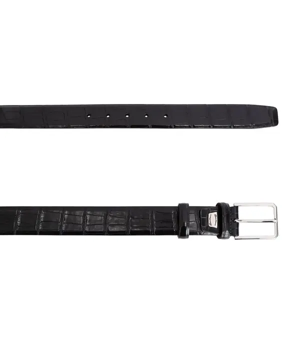 Santoni Crocodile Leather Belt - Black