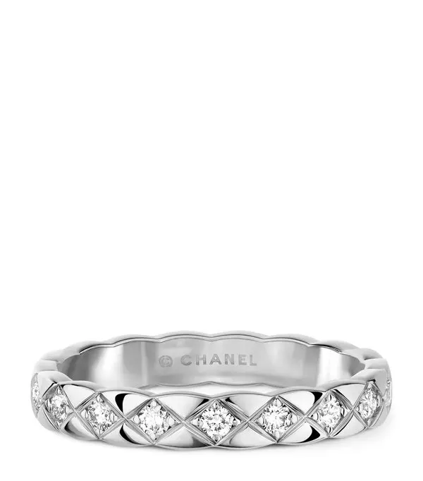 Chanel 18k Gold Diamond Coco Crush Ring - Silver