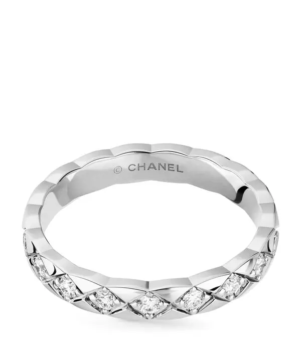 Chanel 18k Gold Diamond Coco Crush Ring - Silver
