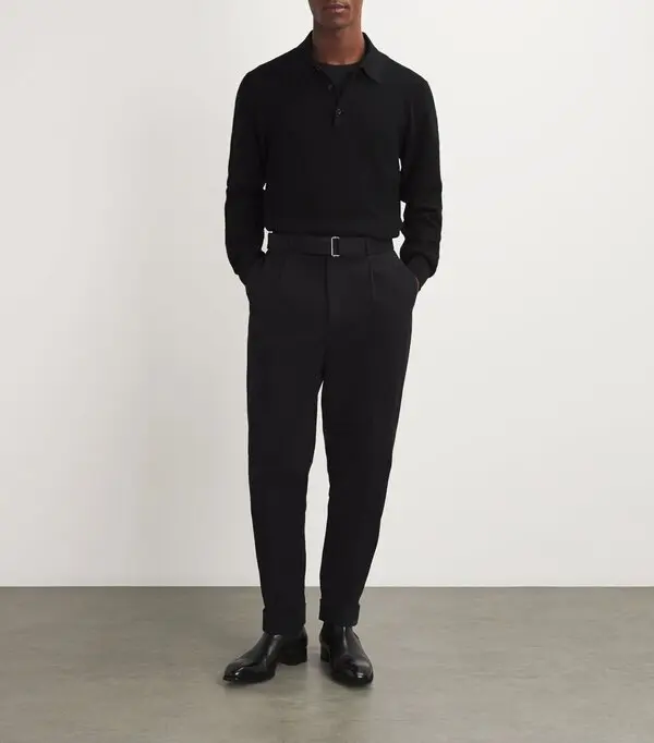 Brioni Cotton-cashmere-silk Collared Sweater - Black