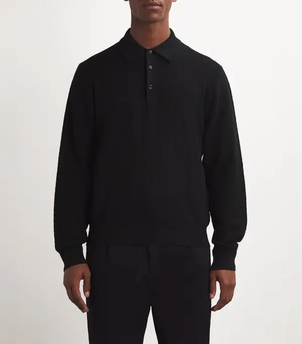 Brioni Cotton-cashmere-silk Collared Sweater - Black