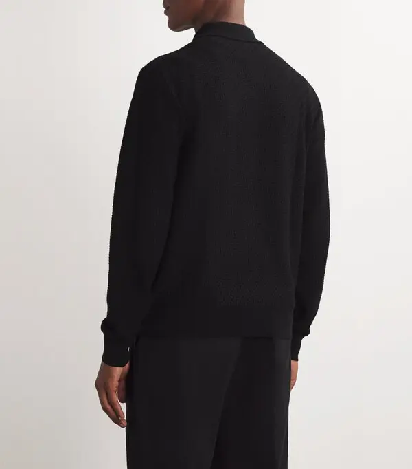 Brioni Cotton-cashmere-silk Collared Sweater - Black