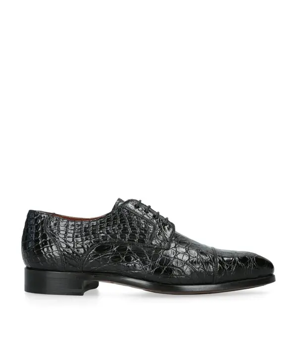 Magnanni Crocodile Leather Oxford Shoes - Black