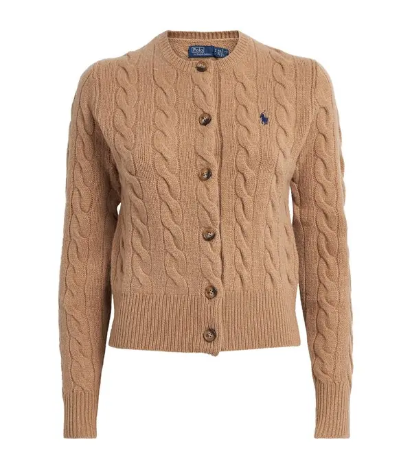 Polo Ralph Lauren Wool-cashmere Cable Knit Cardigan - Beige