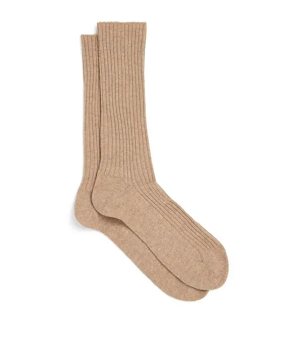 Falke Wool-cashmere Blend Boot Socks - Beige