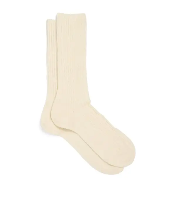 Falke Wool-cashmere Blend Boot Socks - White