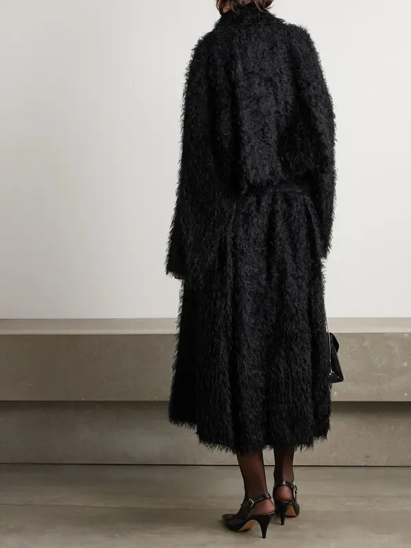 Carven Belted Faux-shearling Coat