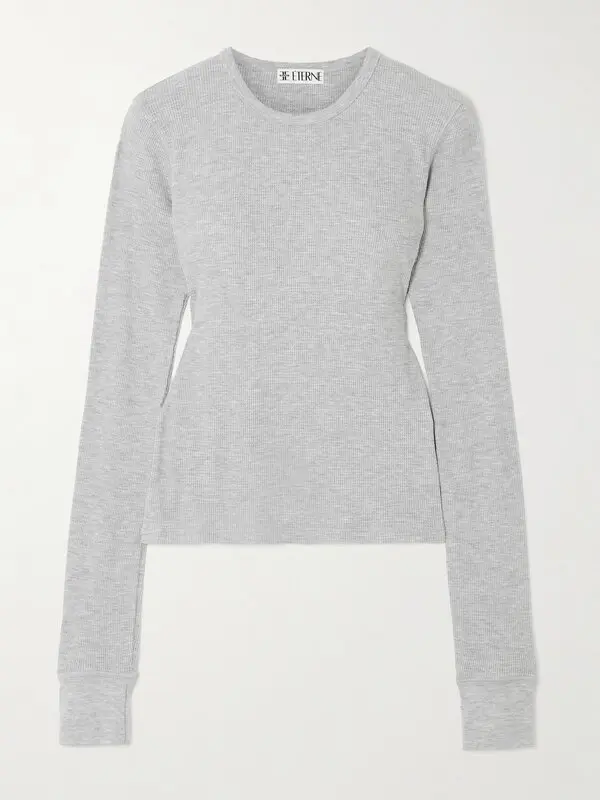 Eterne Waffle-knit Stretch Cotton And Modal-blend T-shirt - Gray